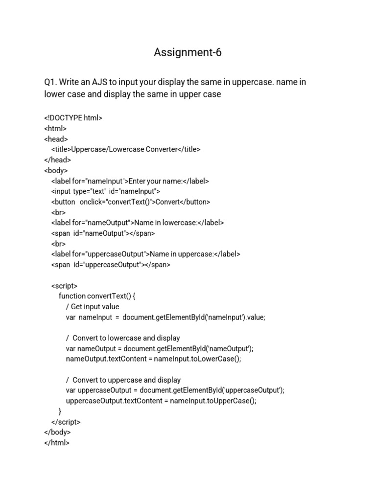 Assignment 6 | PDF | Letter Case | Computer Engineering