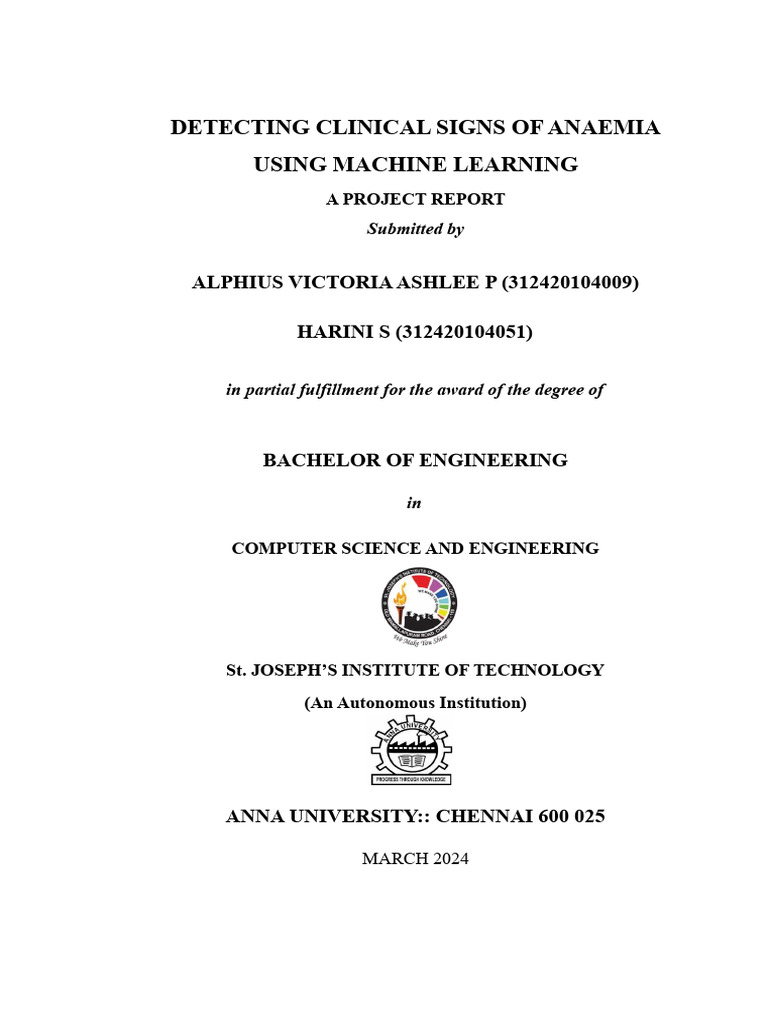 Detecting Clinical Signs of Anaemia Using Machine Learning Report ...