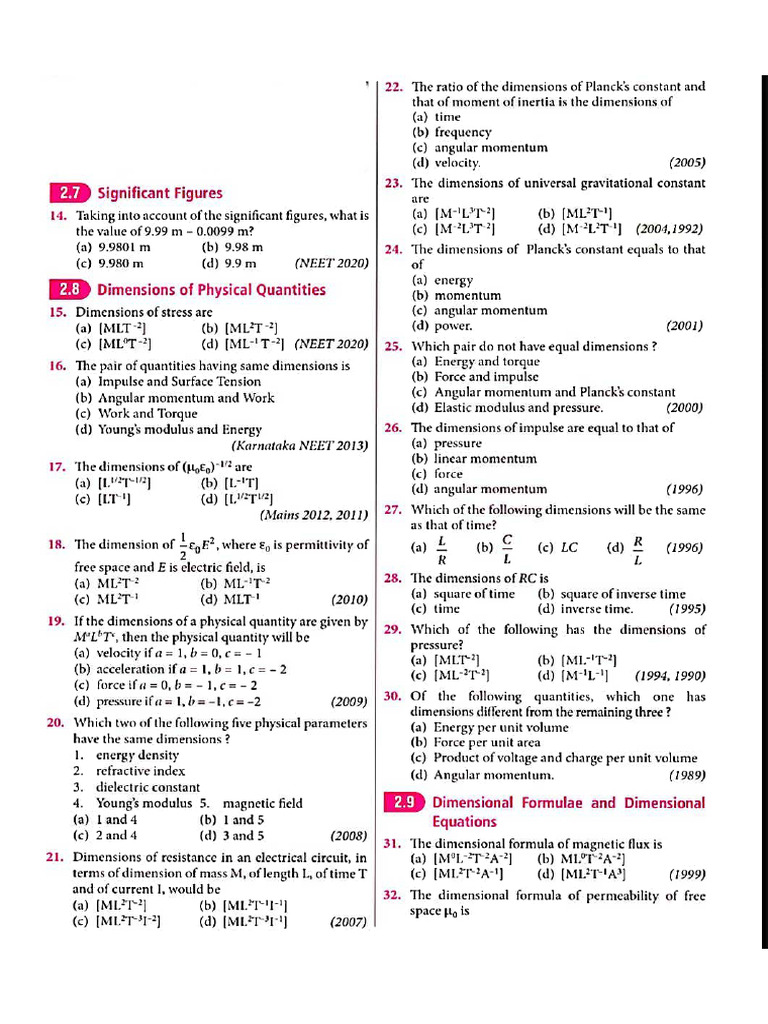 11 Physics Worksheet 1 | PDF