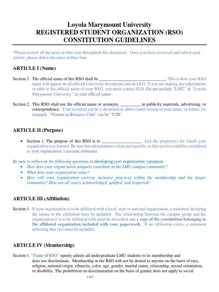 LMU RSO Constitution Guidelines | PDF | Supermajority | Justice