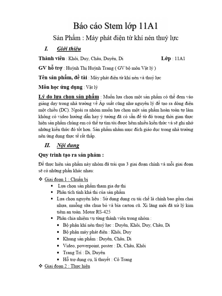 Báo Cáo Stem L P 11A1 | PDF