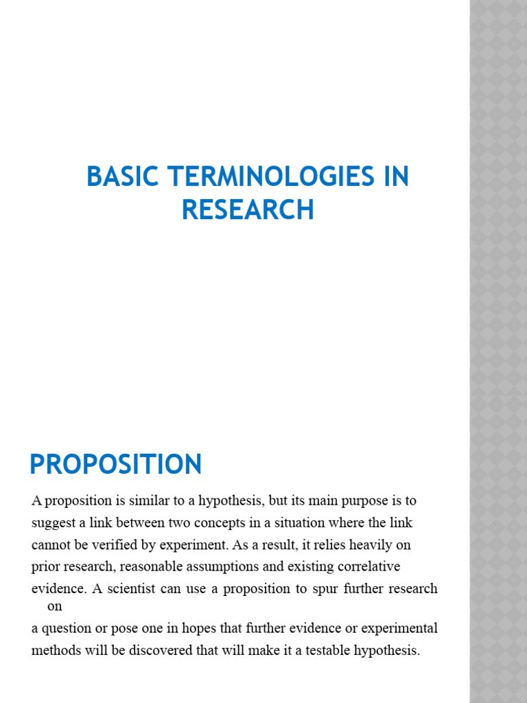 Basic Terminologies in Research | PDF | Theorem | Hypothesis