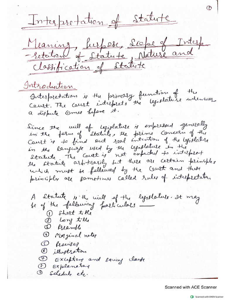 Interpretation of Statute Complete Notes | PDF