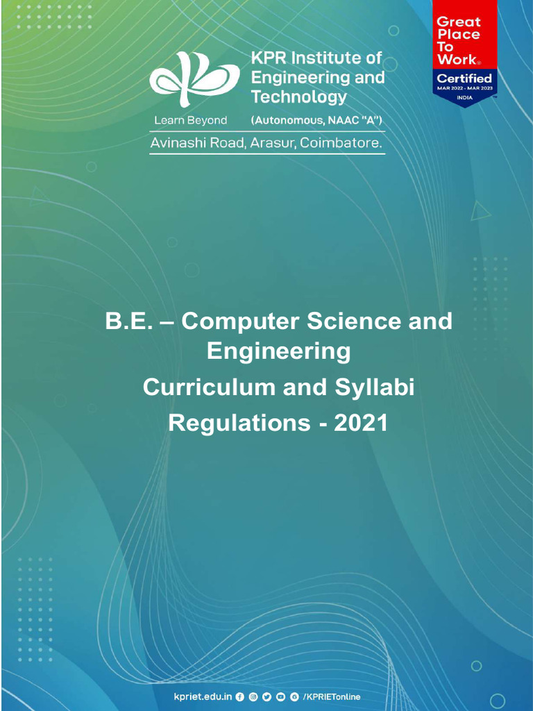 B.E. - Computer Science and Engineering Curriculum and Syllabi ...