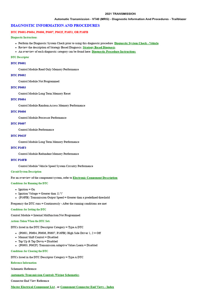 TRANSMISSION Automatic Transmission - VT40 (MRG) - Diagnostic Information and Procedures ...