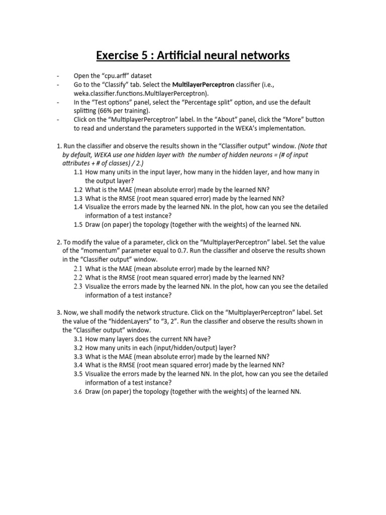 Neural Network Exercise Guide | PDF | Computers