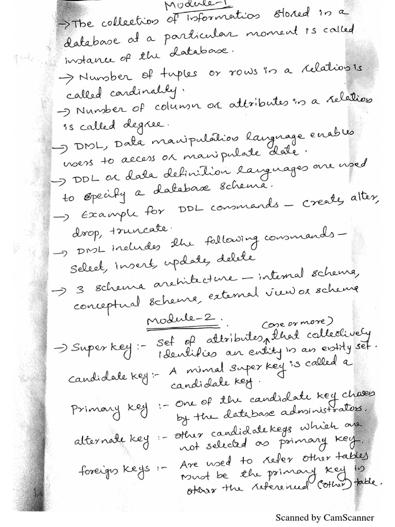 CCW-DBMS Short Notes | PDF