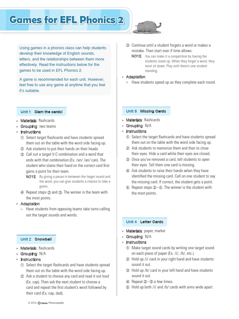 EFL Phonics Student Book 2 (3rd Edition) Short Vowels Game Ideas 2824 ...