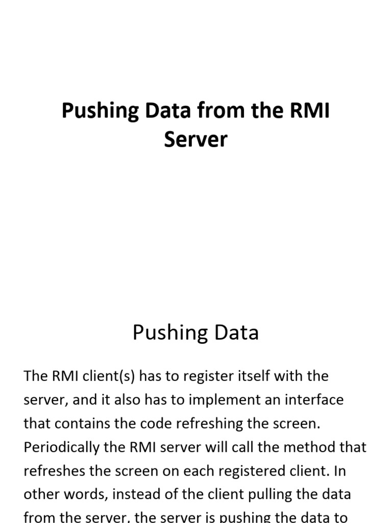 52 - Pushing Data From The Rmi Server | PDF | Common Object Request Broker Architecture | Method ...