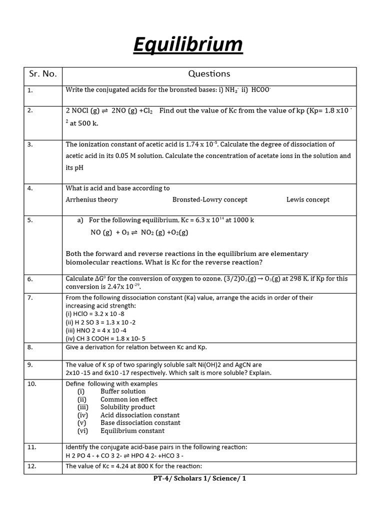 Chapter 6 Eqilibrium | PDF | Chemical Equilibrium | Acid
