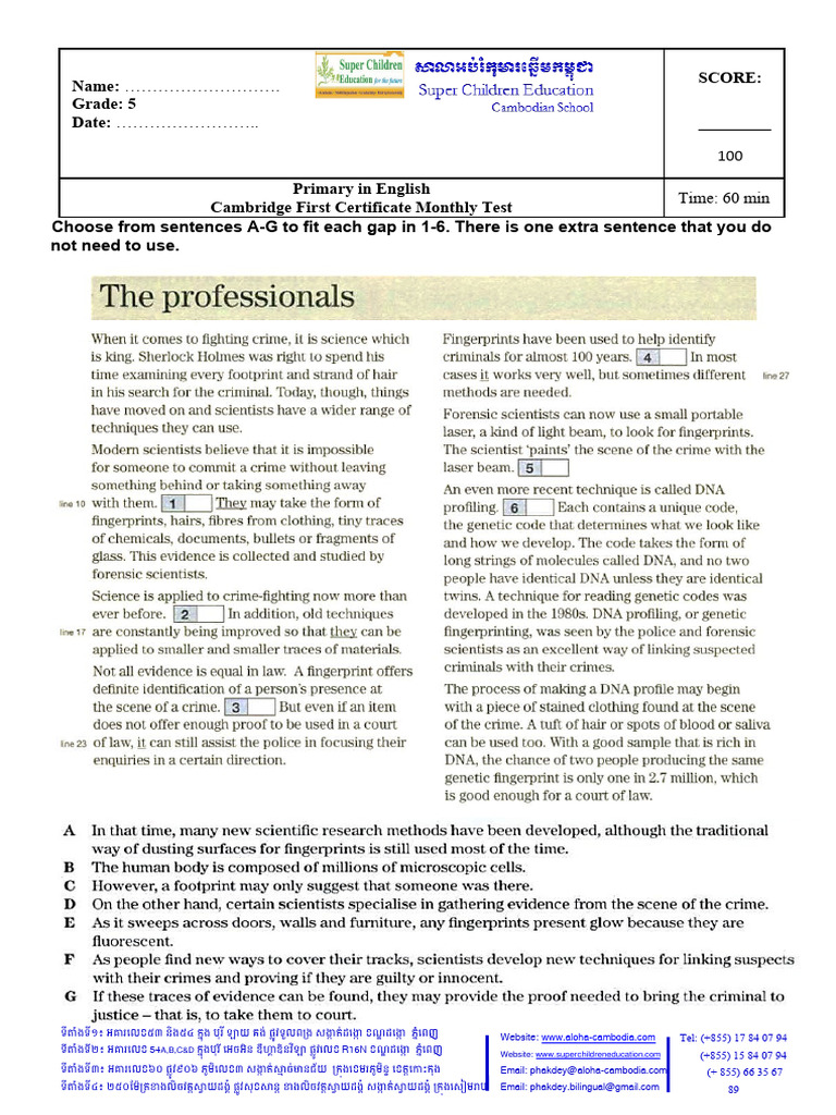 G5 Cambridge Test 3 | PDF