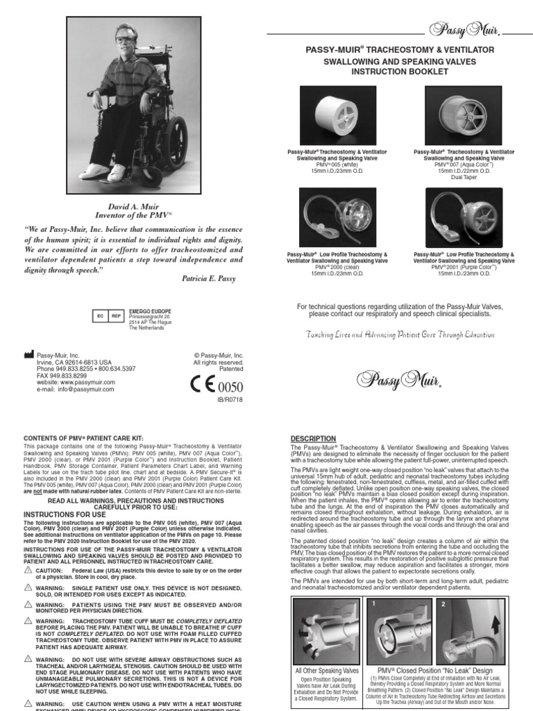 Passy-Muir Valve: No Leak Design Explained | PDF | Respiratory Tract ...