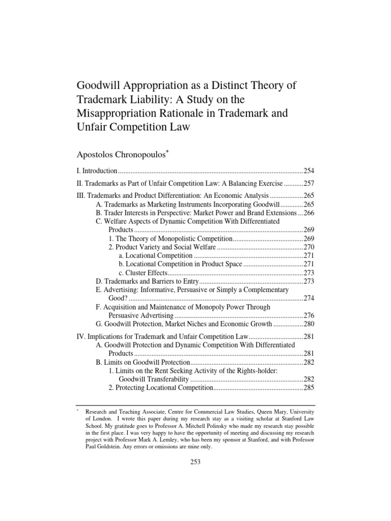 Goodwill Appropriation As A Distinct Theory of Trademark Liability ...
