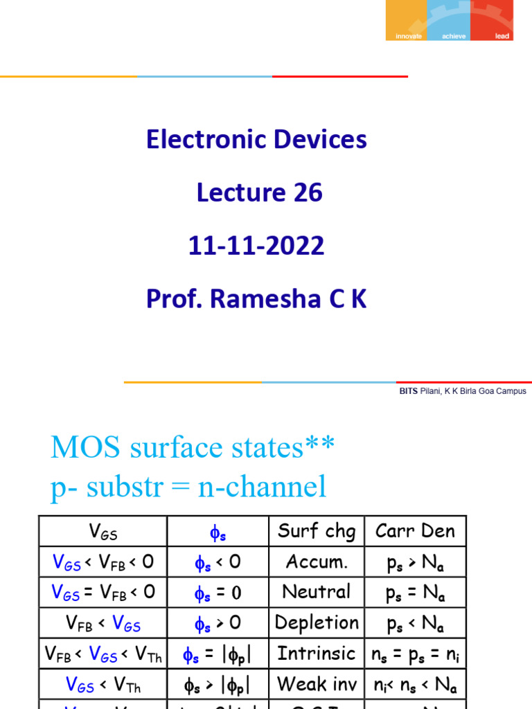 Lecture 26 11112022 | PDF | Mosfet | Electricity