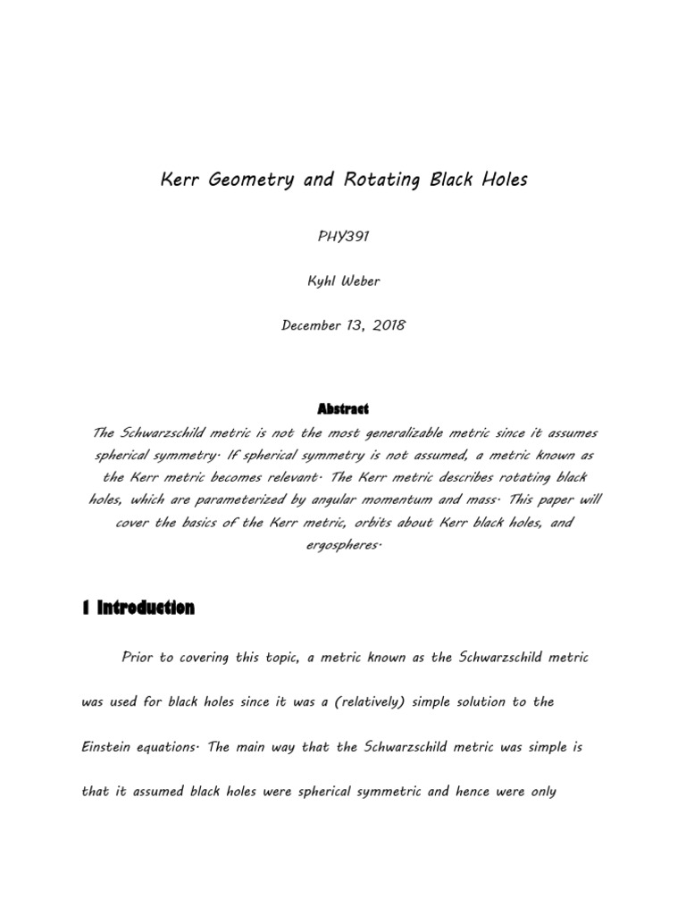 Kerr Geometry and Rotating Black Holes | PDF | Black Hole | Event Horizon