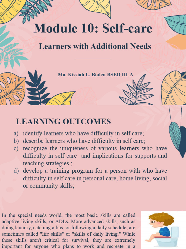 Module 10 Self Care | Download Free PDF | Intellectual Disability | Disability