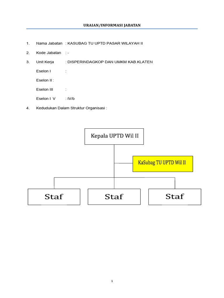 Anjab Kasubag TU UPTD Wil - II | PDF | Bisnis