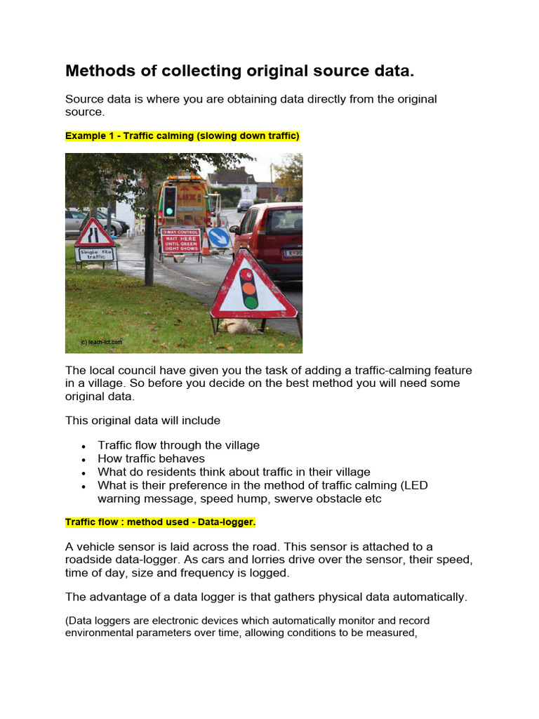 Methods Of Collecting Original Source Data Download Free Pdf Traffic Data