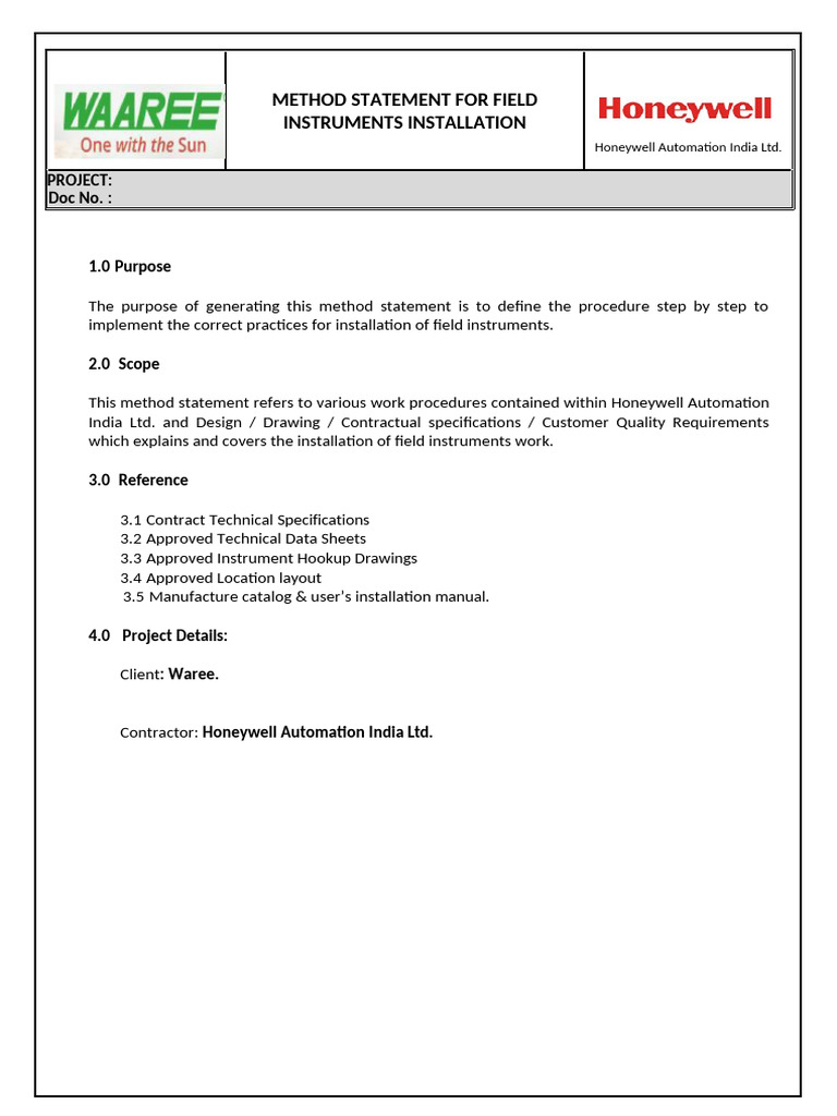 Field Instrument - Updated | PDF | Specification (Technical Standard) | Automation