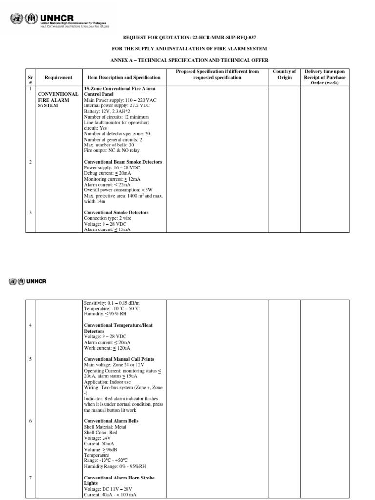 Annex A - Technical Specification & Offer | PDF | Equipment | Manufactured Goods