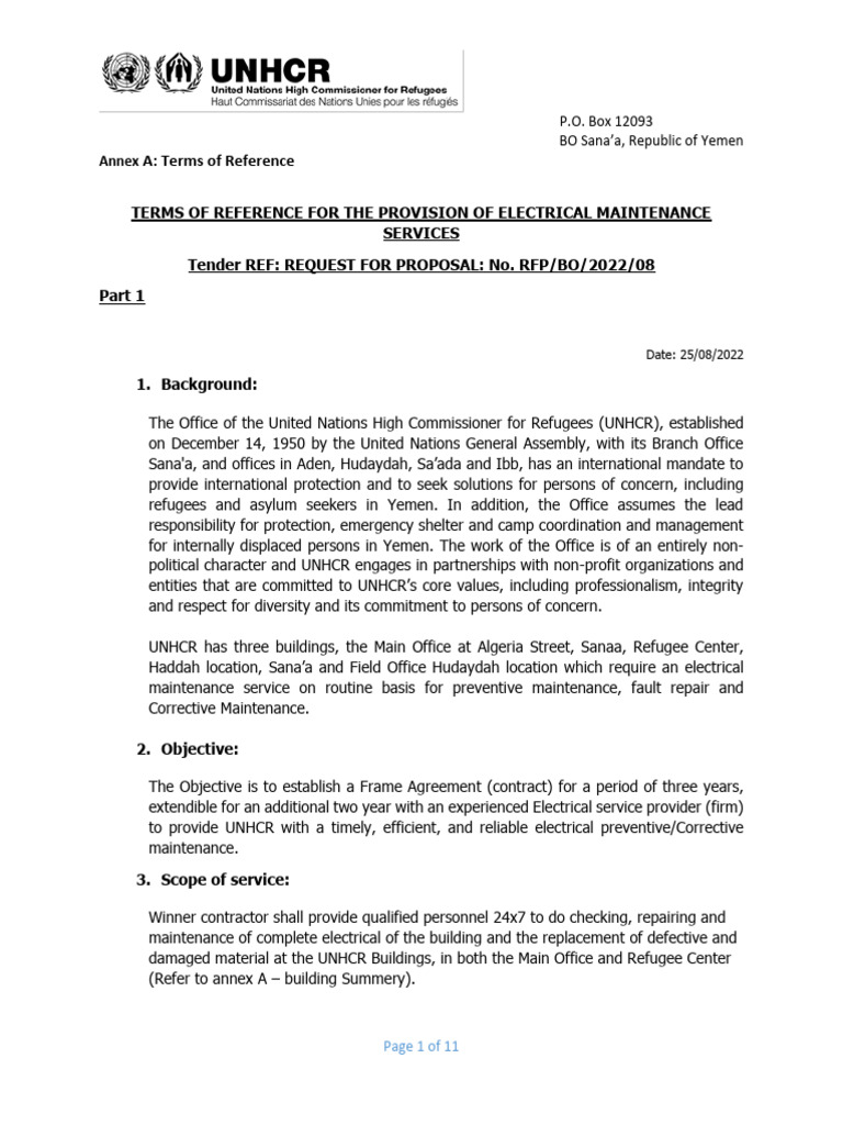 Annex A Terms of Reference (Final) | PDF | Electrical Connector | United Nations High ...