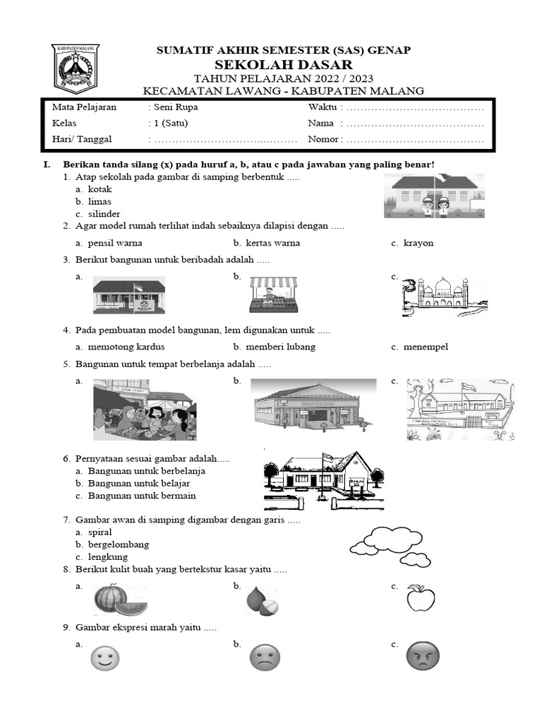 Soal Sas Seni Rupa Sem2 | PDF