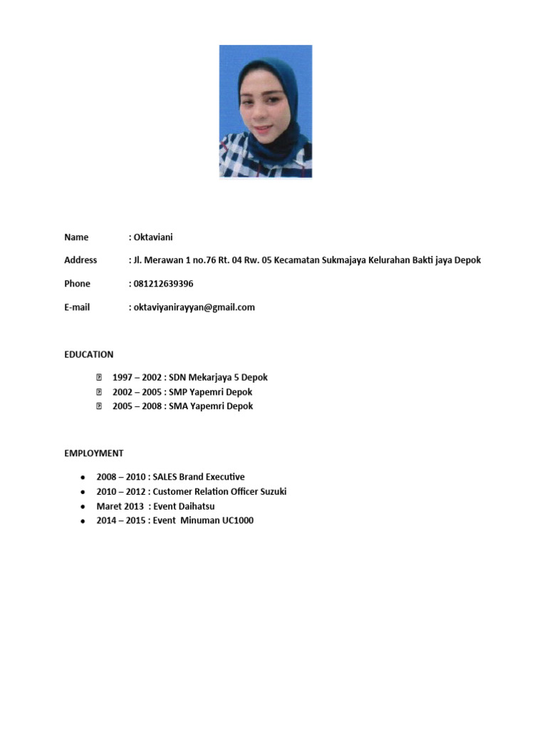 CV Okta | PDF | Career & Growth