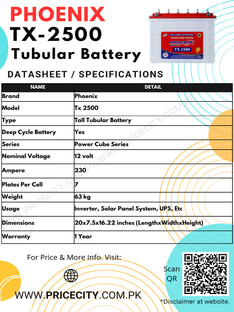 Phoenix TX 2500 Battery Specifications | PDF | Home & Garden ...