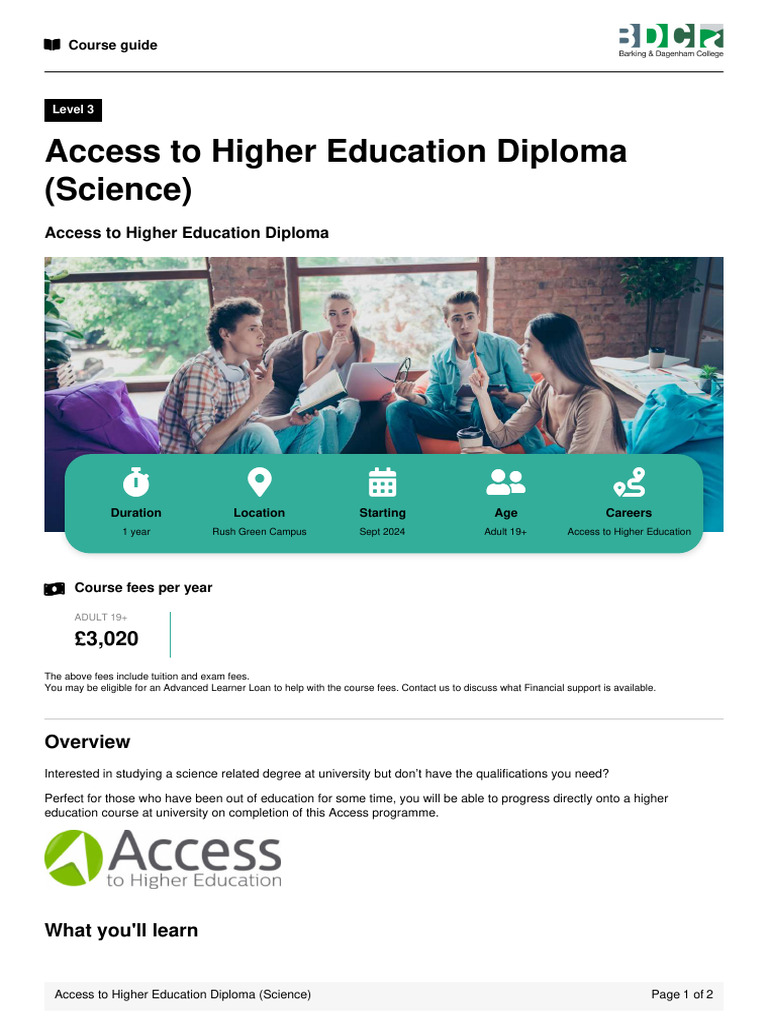 Access to HE Diploma in Science | PDF | Academic Degree | Educational ...