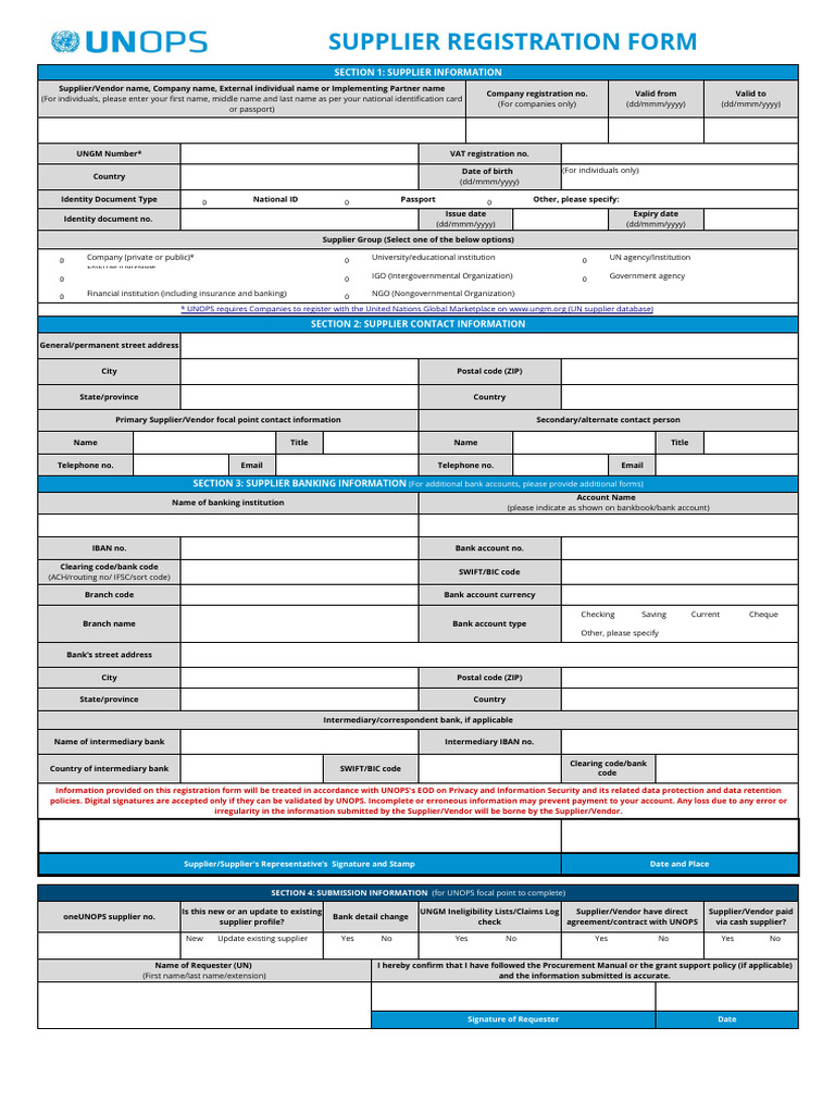 10 Supplier Registration Form Pdf Identity Document