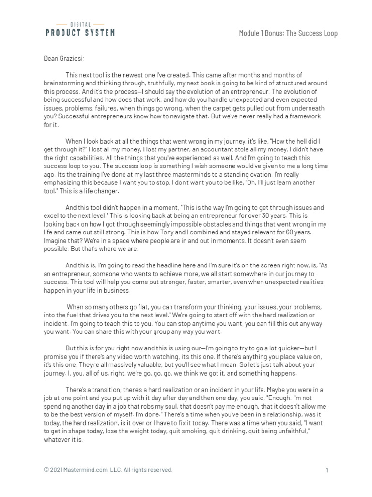 Success Loop Transcript | PDF