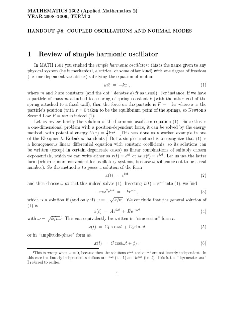 1302 Handout 8 | PDF | Eigenvalues And Eigenvectors | Matrix (Mathematics)