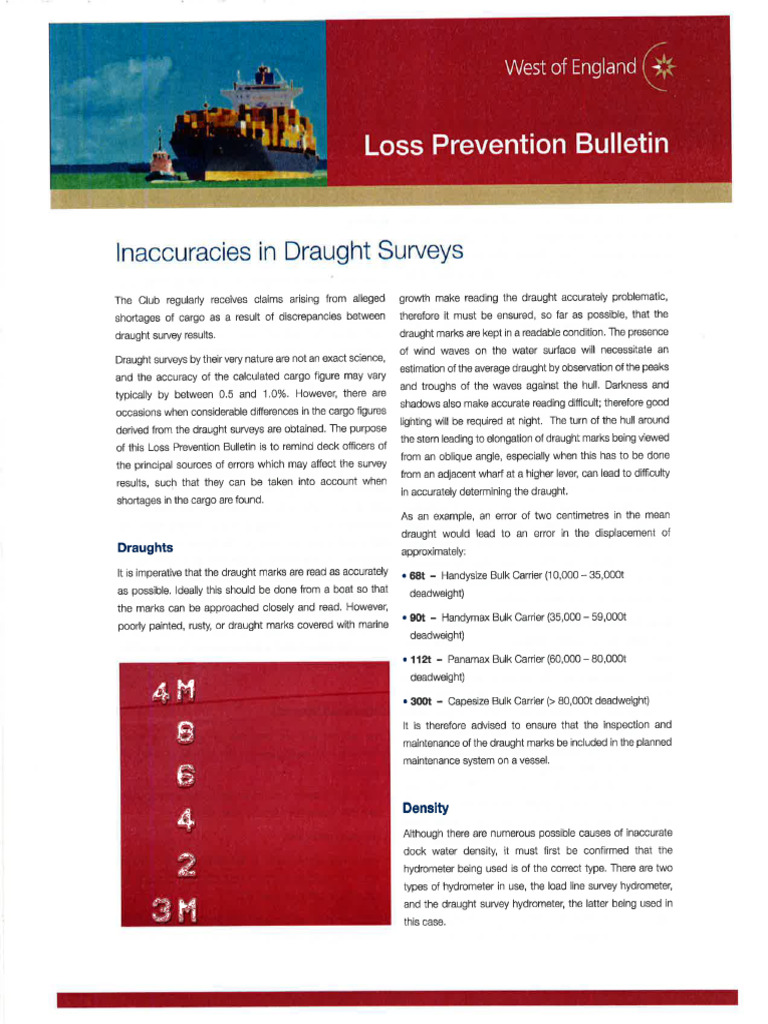 How To Avoid Inaccuracies in Draft Survey | PDF