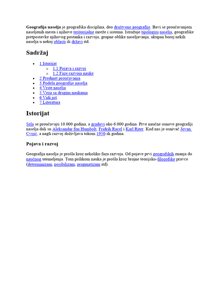 Geografija Naselja | PDF
