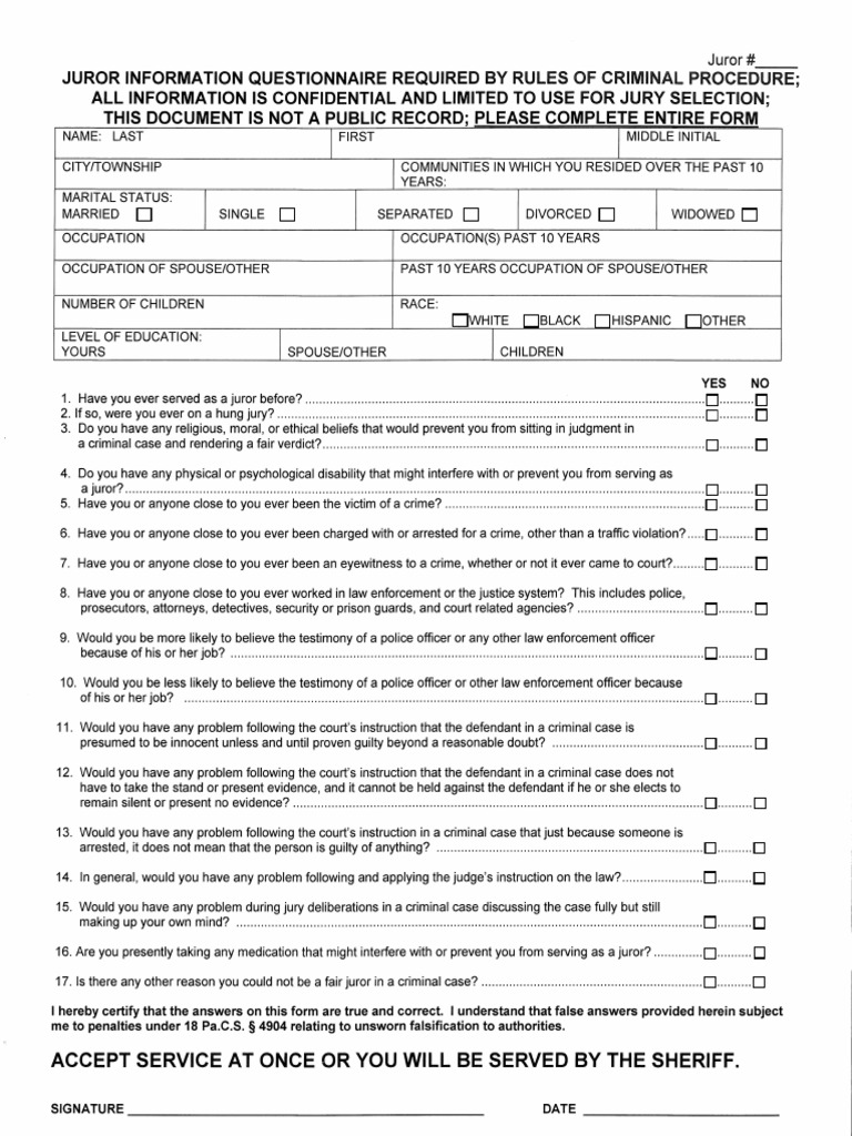 JDCriminal Questionnaire Form | PDF