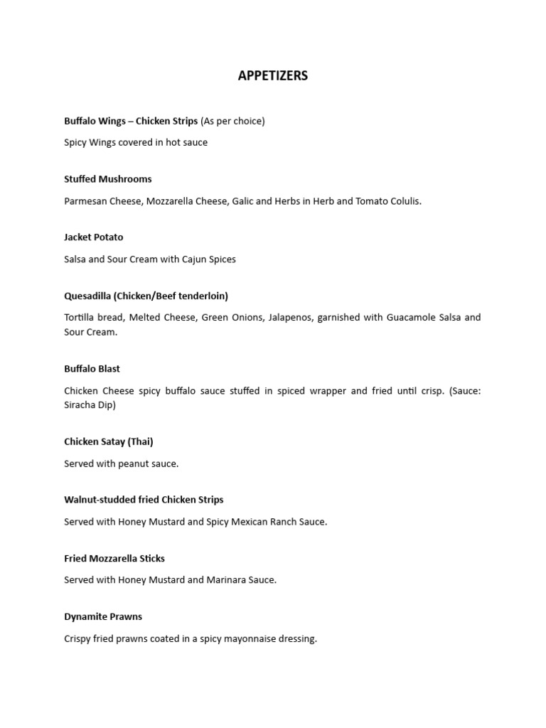 Menu | PDF | Hamburgers | Cuisine