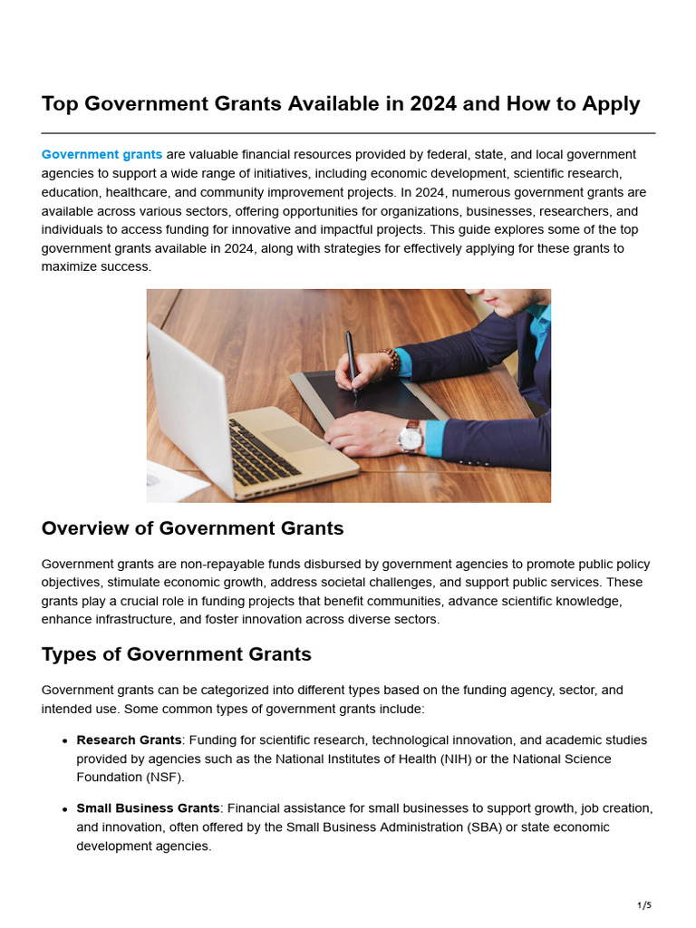 Top Government Grants Available in 2024 and How To Apply | PDF ...