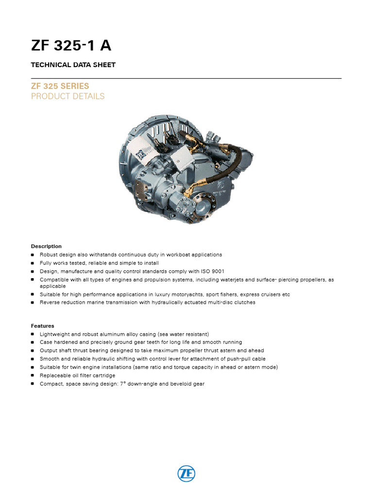ZF 325 Series: Product Details | PDF | Horsepower | Engines