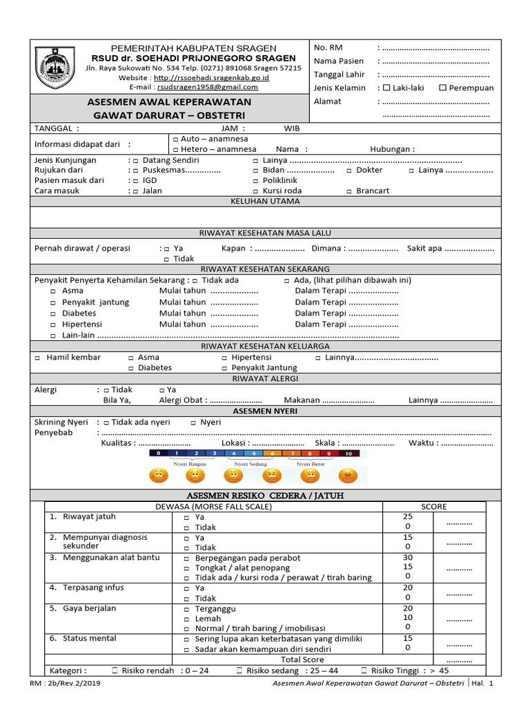 2b ASSESMEN AWAL Keperawatan - GAWAT DARURAT - Obstetri | PDF