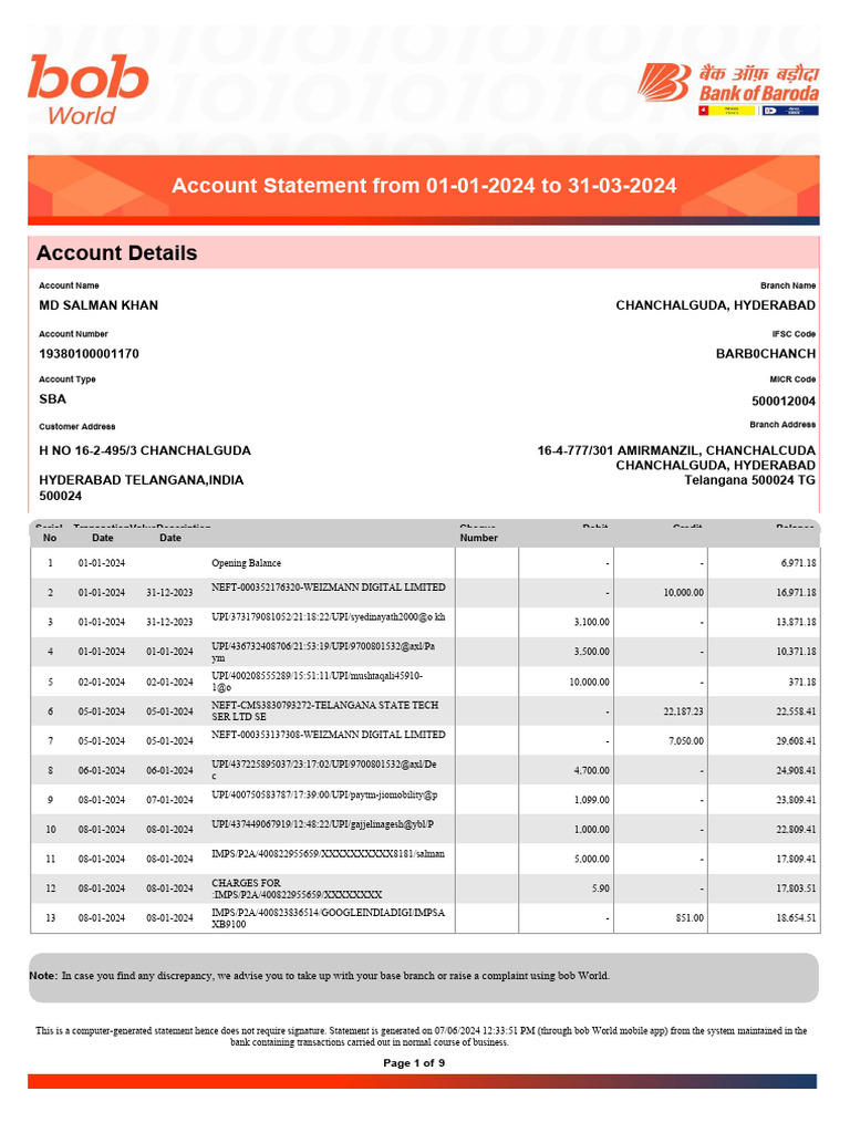 Statement | PDF | Cheque | Banks