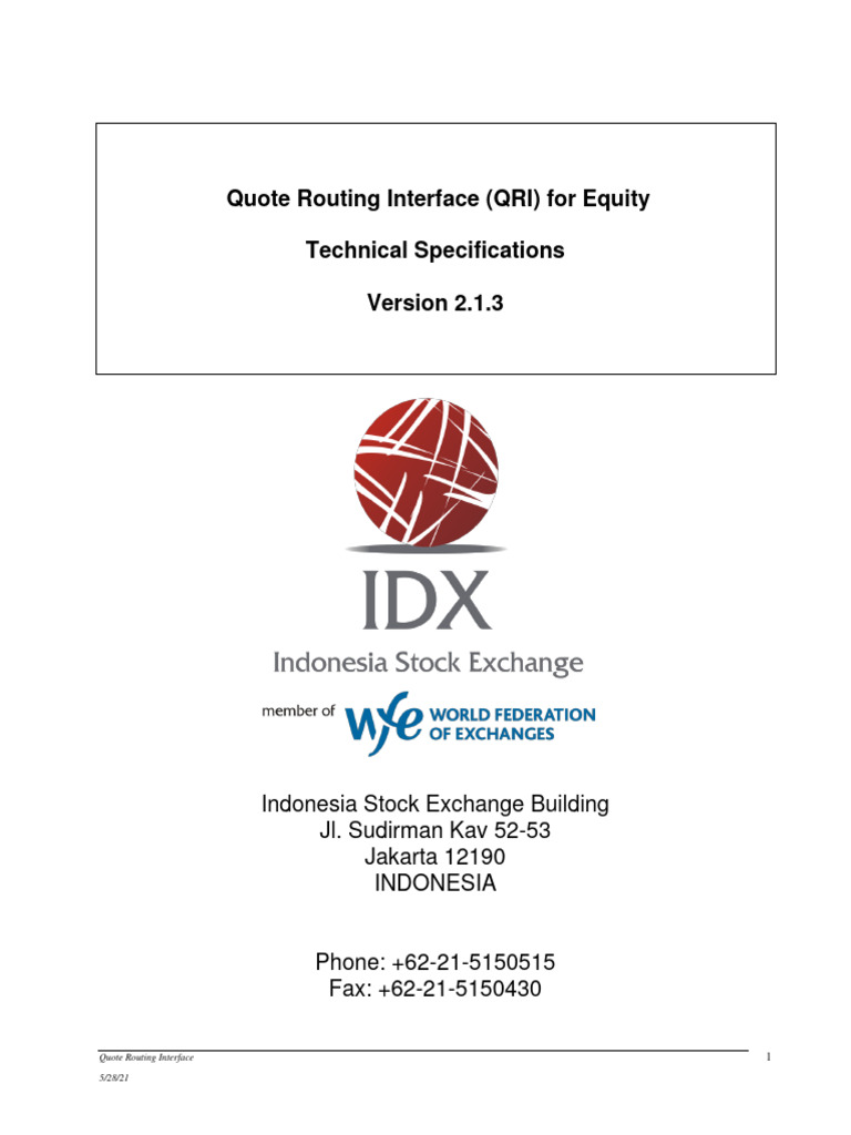 Quote Routing Interface (QRI) For Equity Ver 213-Final | PDF ...