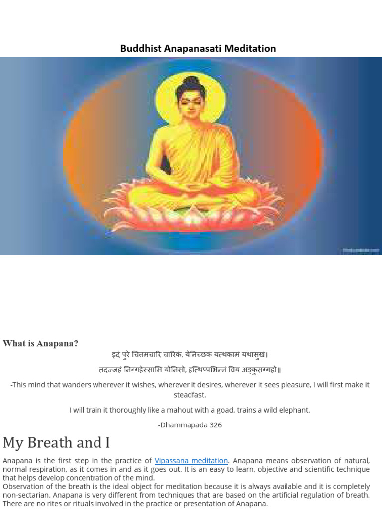 Anapanasati Meditation: Breath Awareness Guide | PDF | Meditation | Mind