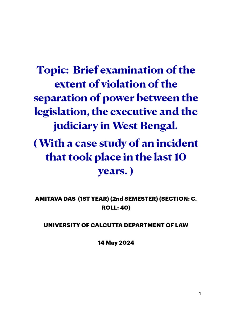 Political Science Assignment | PDF | Separation Of Powers | Political Law