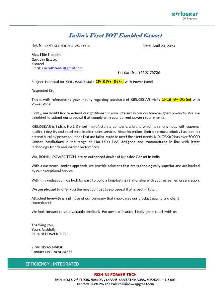 KIRLOSKAR DG Set | PDF | Diesel Engine | Value Added Tax