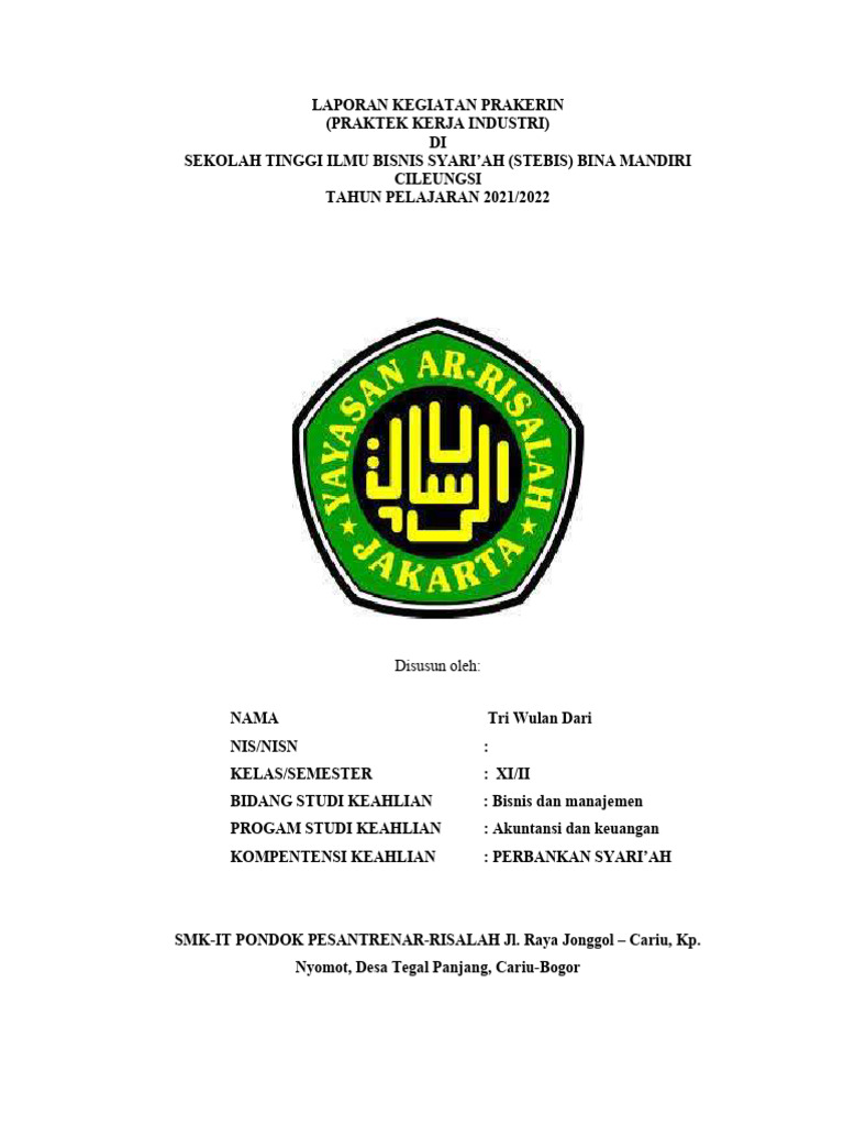 Laporan Prakerin STEBIS 2021/2022 | PDF | Karier & Perkembangan | Seni