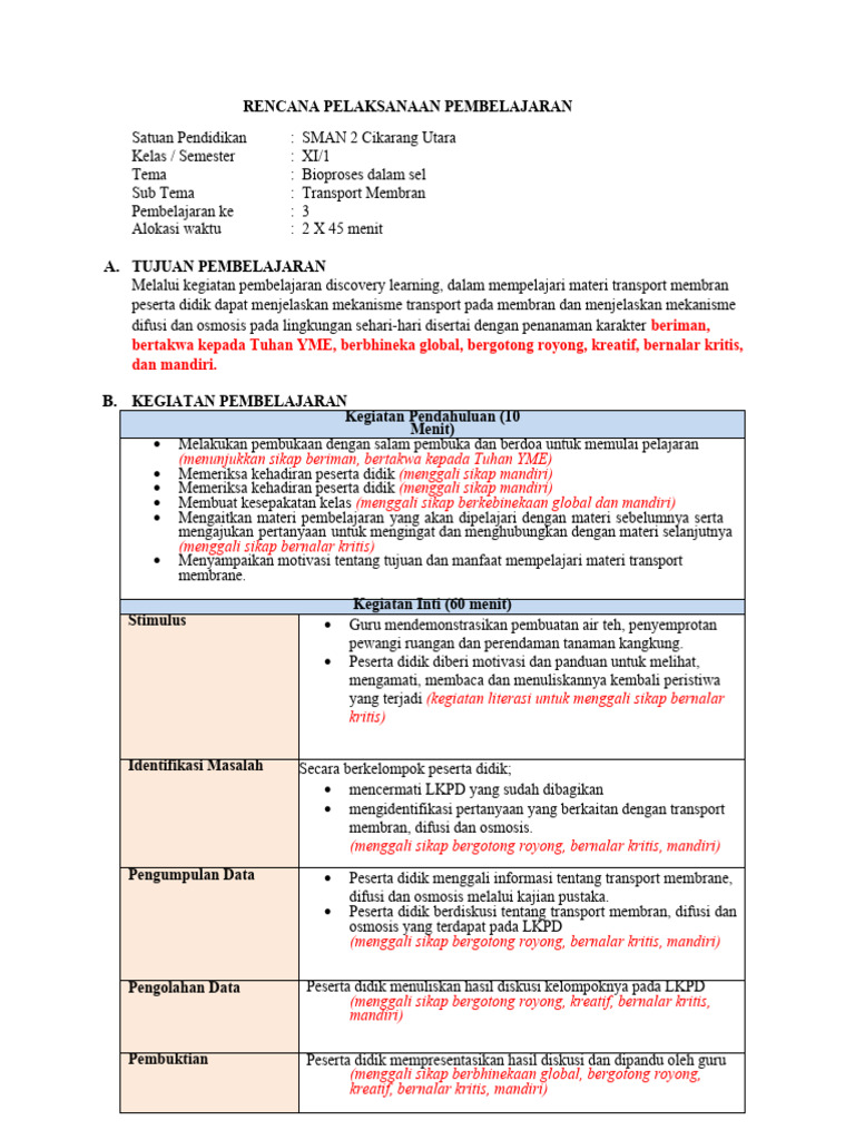 RPP Profil Pelajar Pancasila-1 | PDF