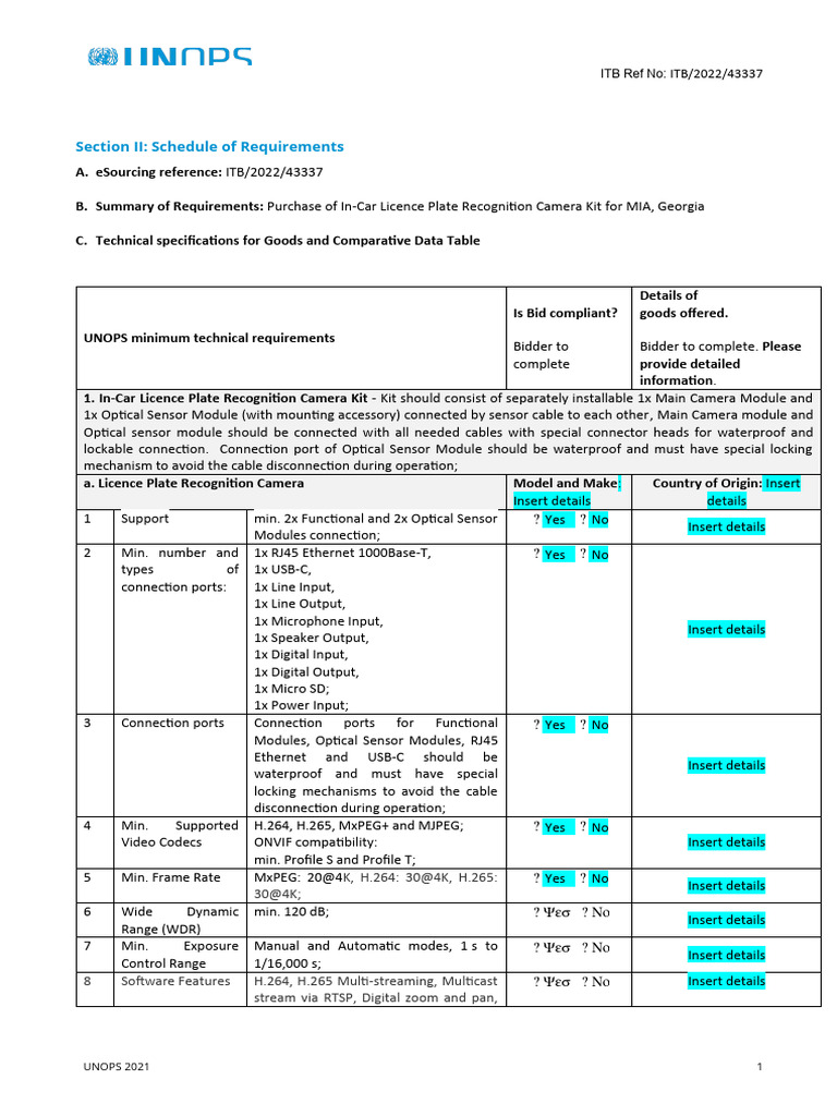 ITB - Section - II - Schedule of Requirements | PDF | File Transfer ...