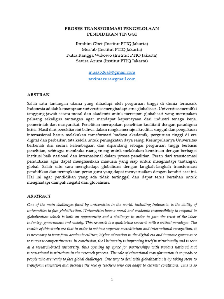 Proses Transformasi Pengelolaan | PDF