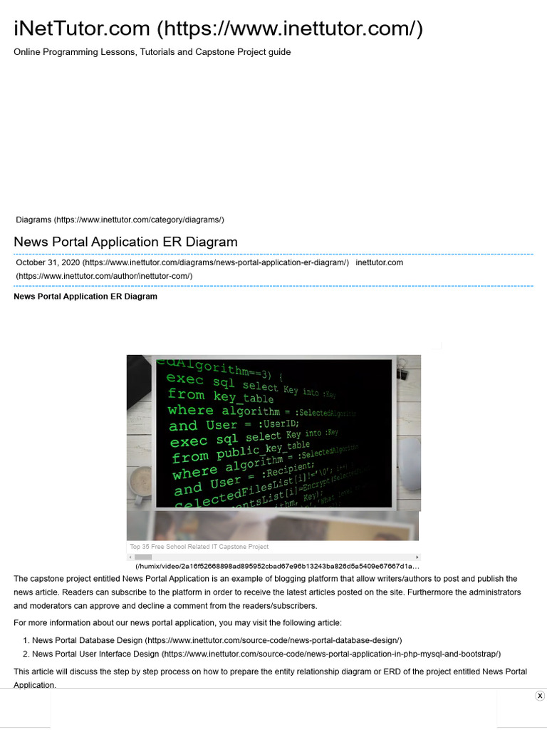 News Portal Application ER Diagram | Download Free PDF | Computing | Data Management