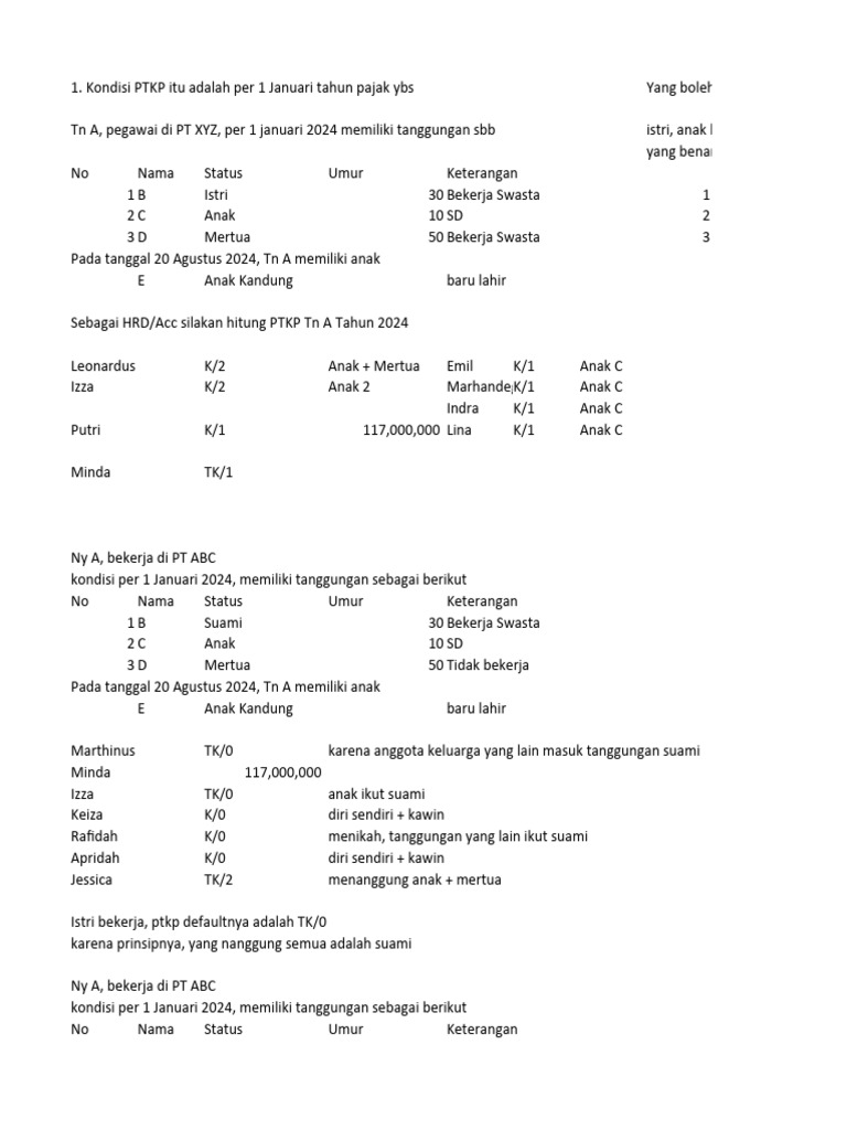 PTKP dan Penghitungan PPh 2024 | PDF